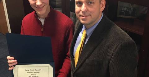 Neuhaus presents M-W High School senior Alex Prizgintas with January’s ...