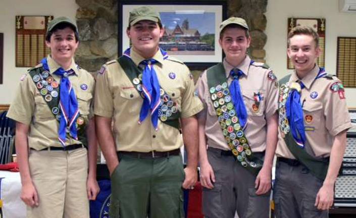 Tuxedo/Sloatsburg Boy Scout Troop 2146 honors its four new Eagle Scouts
